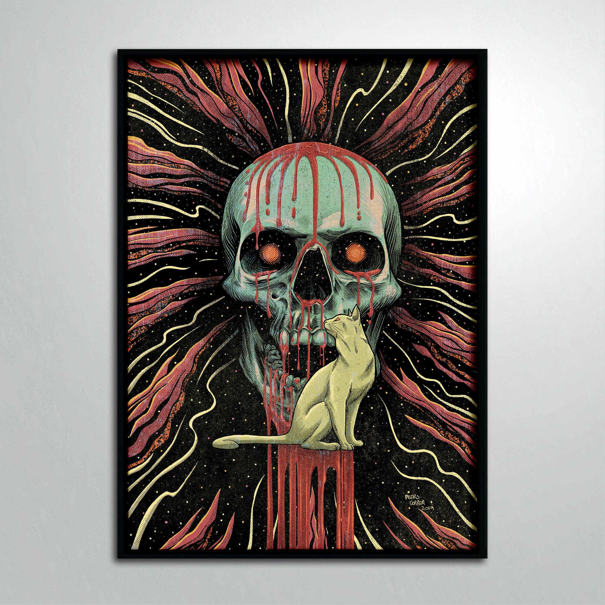 Постер без рамы/Любовь. Смерть. Роботы Кошка и Череп Love, Death & Robots