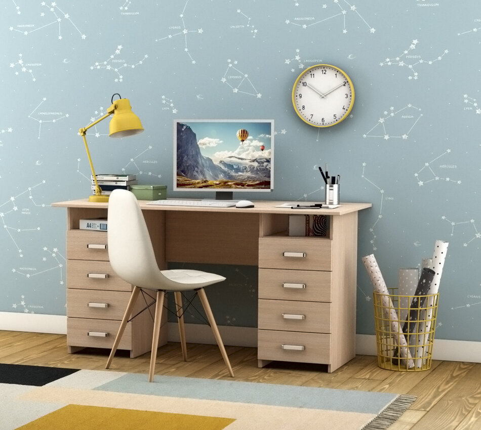 Стол письменный, стол компьютерный Лайт (Ньюкасл) 9 дуб молочный