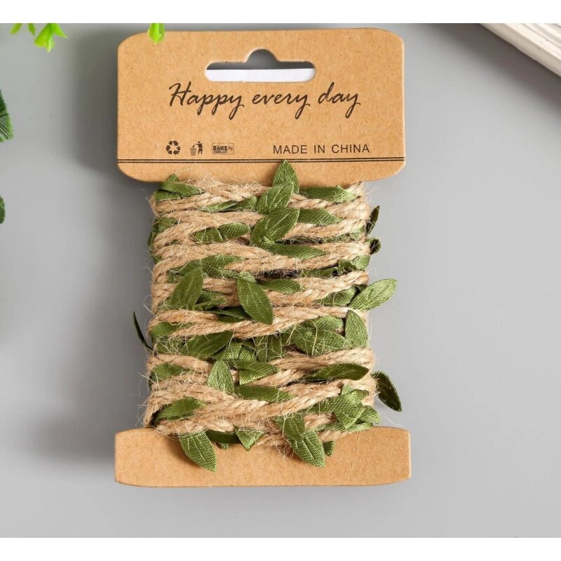 Тесьма текстиль "Листья" ширина 0,7 см намотка 2 метра