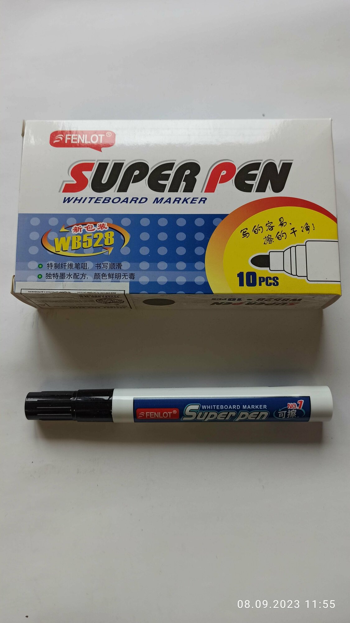 Маркер SUPER PEN для маркерной доски, черный 2,8 мм. Упаковка 10шт.