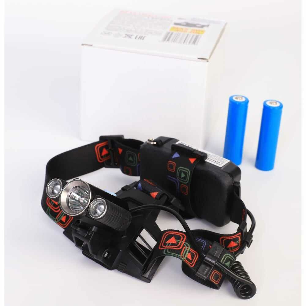 Ultraflash LED5335 (фонарь налоб акк 3,7В, черн, 3LED, 5 Вт, 2 ак. 4 реж, USB, бокс са) 15015