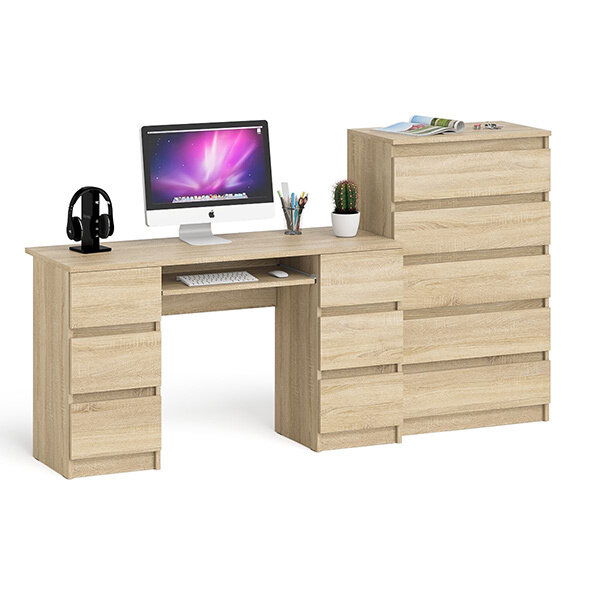 Стол компьютерный Мори МС-2 + Комод МК700.5, цвет дуб сонома