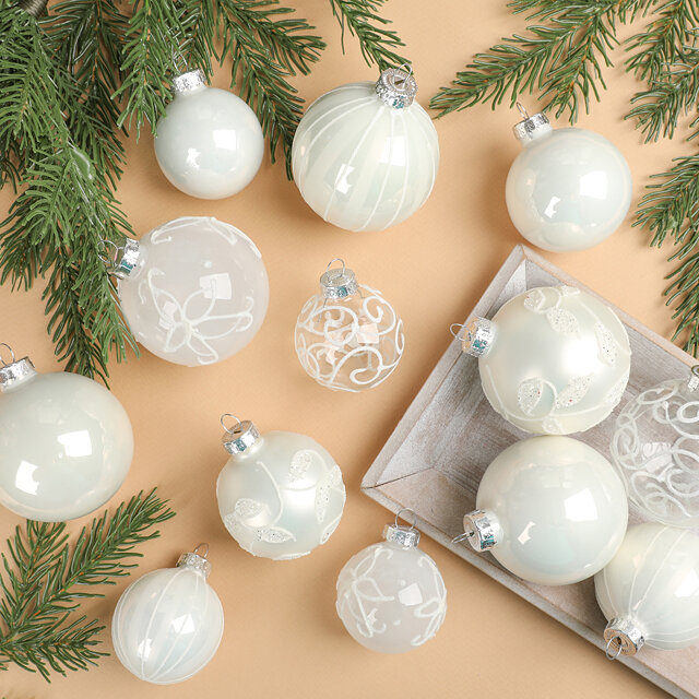 Елочные шары Modellato - Белый 5-7 см, 13 шт, стекло, Winter Deco, 061178