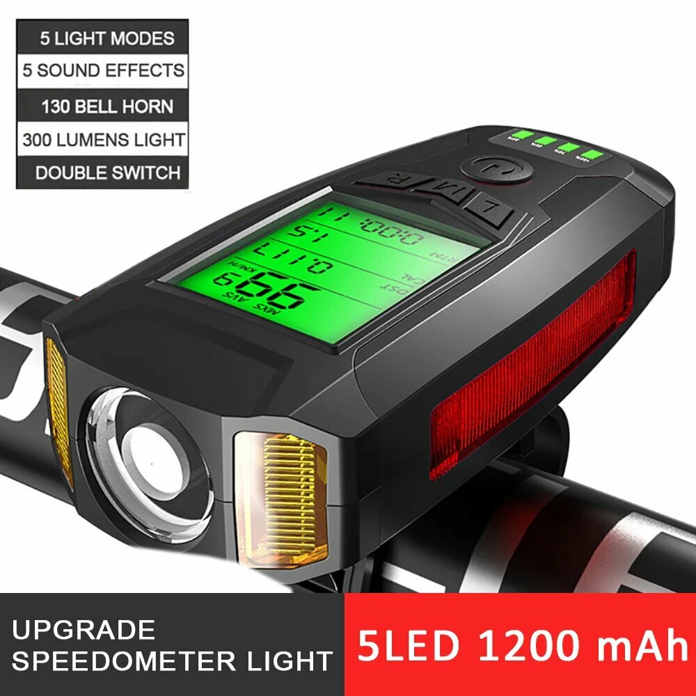 Велосипедный фонарь 5 в 1 Style 300 люменов Черный, Black