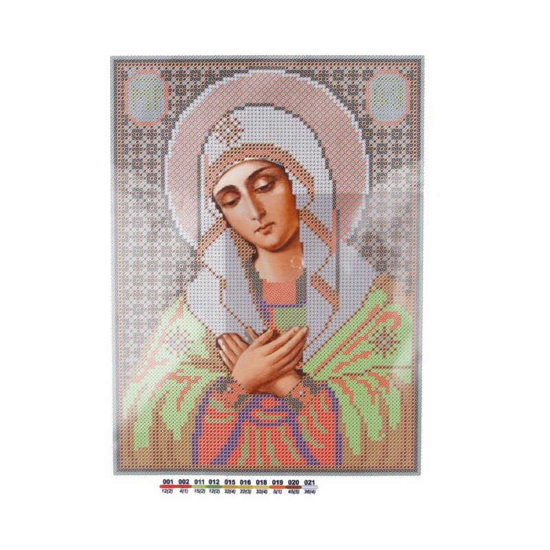 Канва/ткань с рисунком Нова Слобода №1 для вышивания бисером формат А4 19 см х 25 см БИС 9022 "Богородица Умиление"
