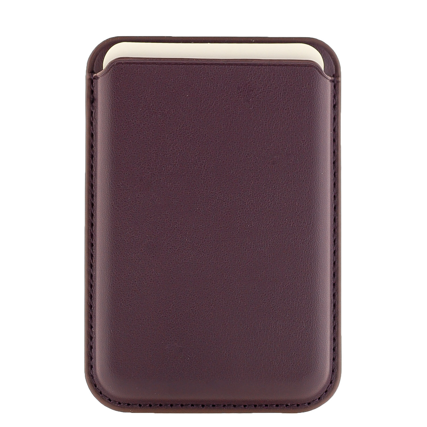 Чехол магнитный для банковских карт Leather Wallet, MagSafe, кожаный, сливовый