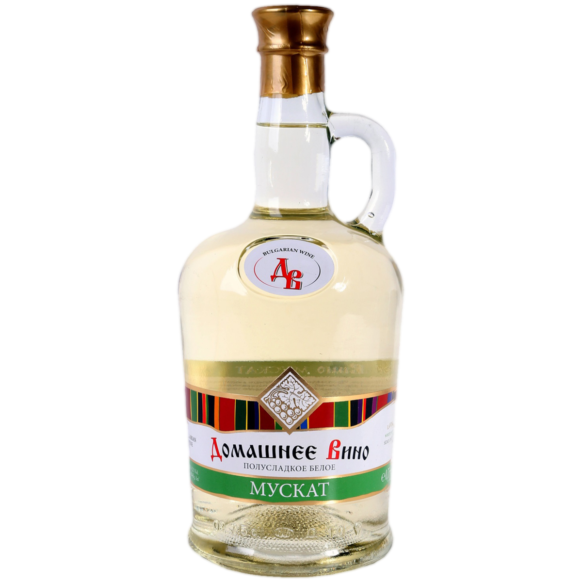 Вино Домашнее "Мускат", белое, полусладкое, 0,75 л, Болгария