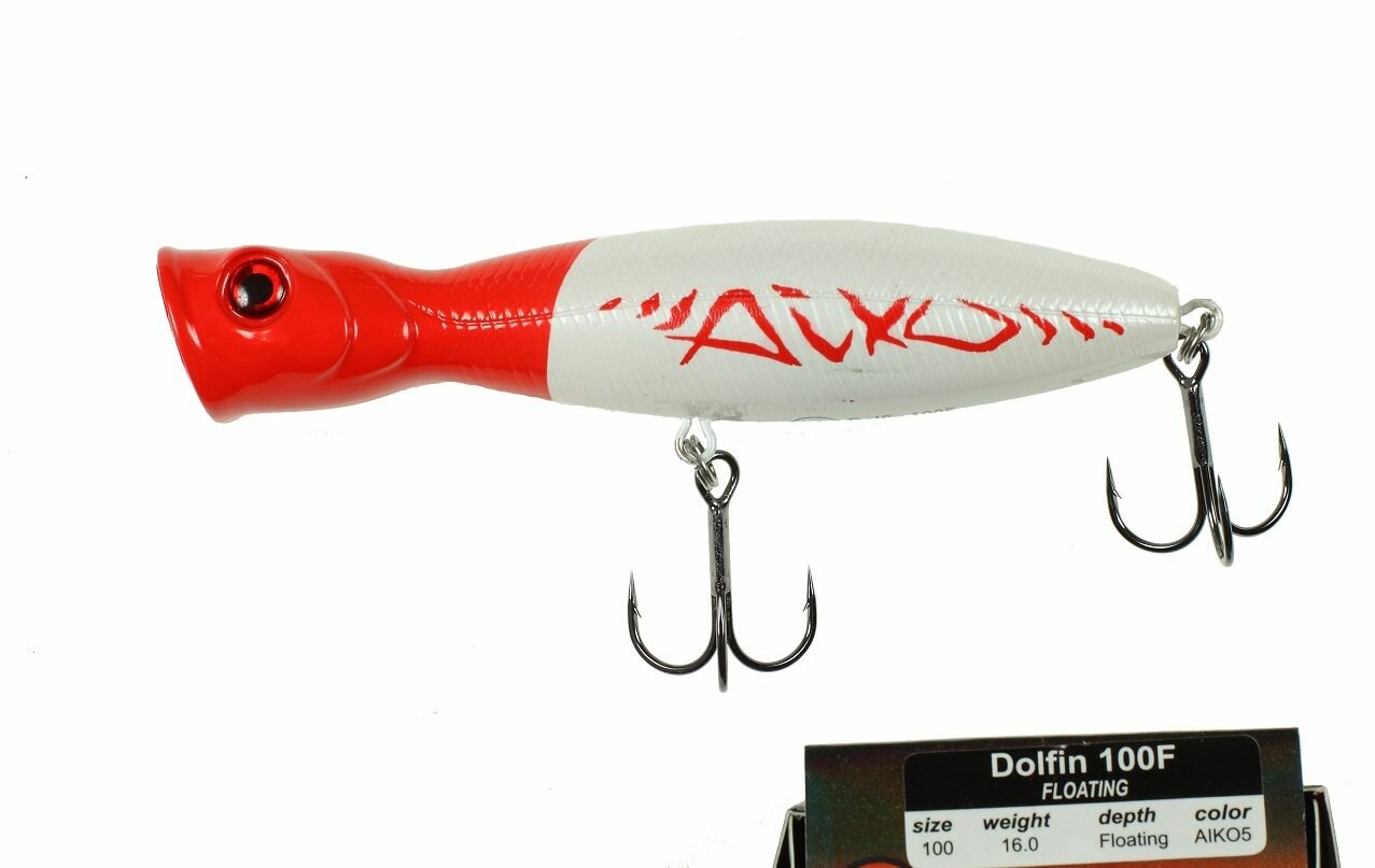 Воблер Aiko Dolfin 100F AIKOredhead поппер на щуку и крупного окуня