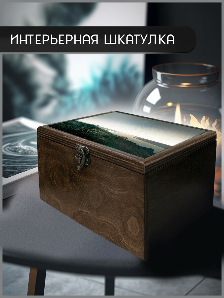 Шкатулка интерьерная для украшений универсальная 22x17x12 см Разное Ночное (Архип Куинджи, картины, живопись шедевры, Художники, Сказки) - 834
