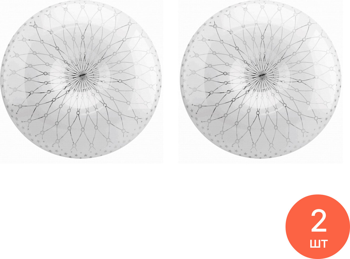 Светильник потолочный LEEK / Лиик СЛЛ 003 Фея светодиодный, в металлическом корпусе с пластиковым плафоном, мощностью 18Вт, 1440Лм, холодный белый, 6000К, размером 260х80мм / освещение (комплект из 2 шт)