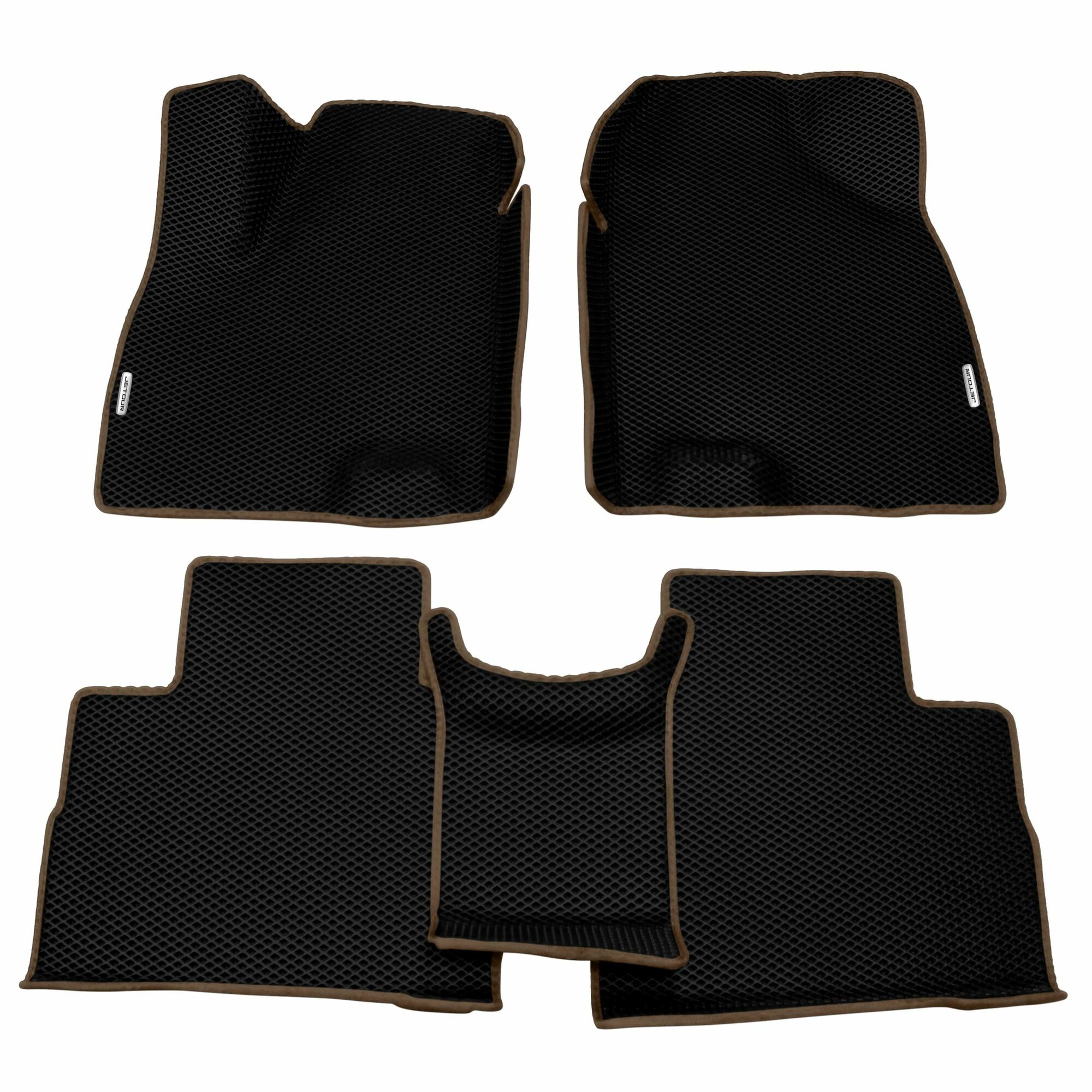 Автомобильные коврики ЭВА (EVA) для Jetour Dashing / Джетур Дашинг с 3D бортами 2022 - н. в. + 2 логотипа