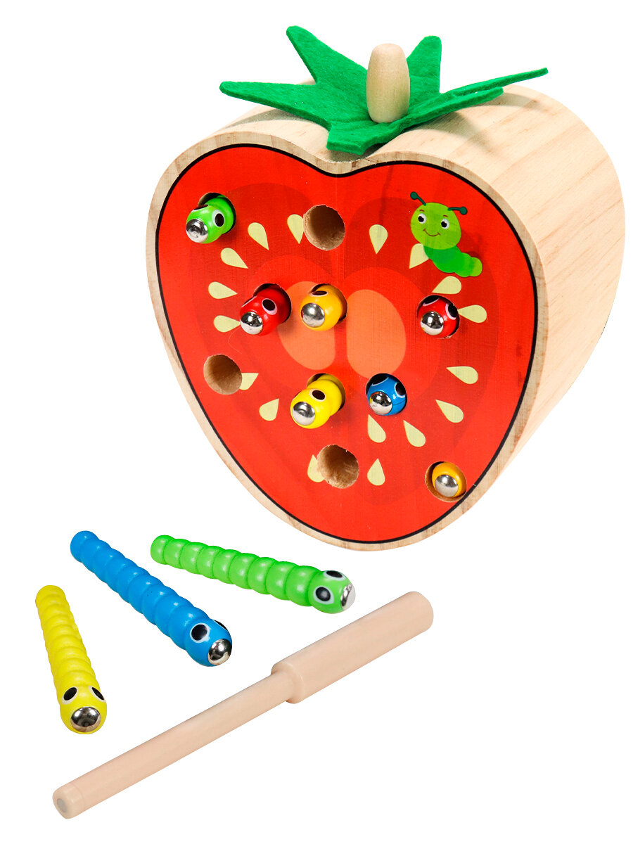 Деревянная рыбалка Рыжий Кот "Помидор" ИД-5551, магнитные элементы, от 3 лет
