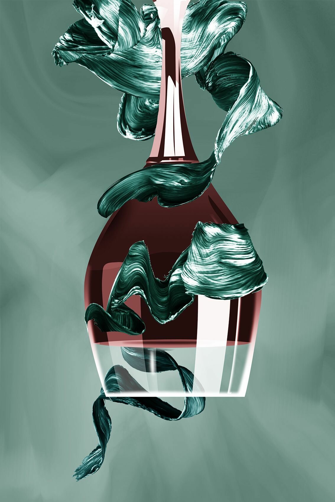 Фотообои Красный перевернутый бокал 270х200 см