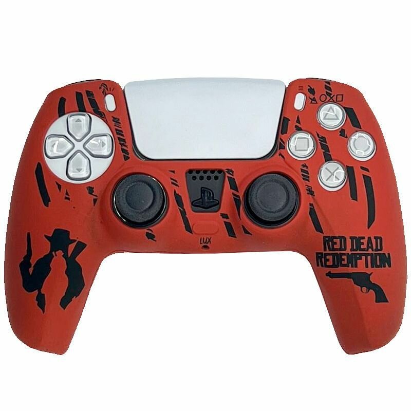 Силиконовый чехол для геймпада DualSense (PS5) (Red Dead Redemption) (красный)