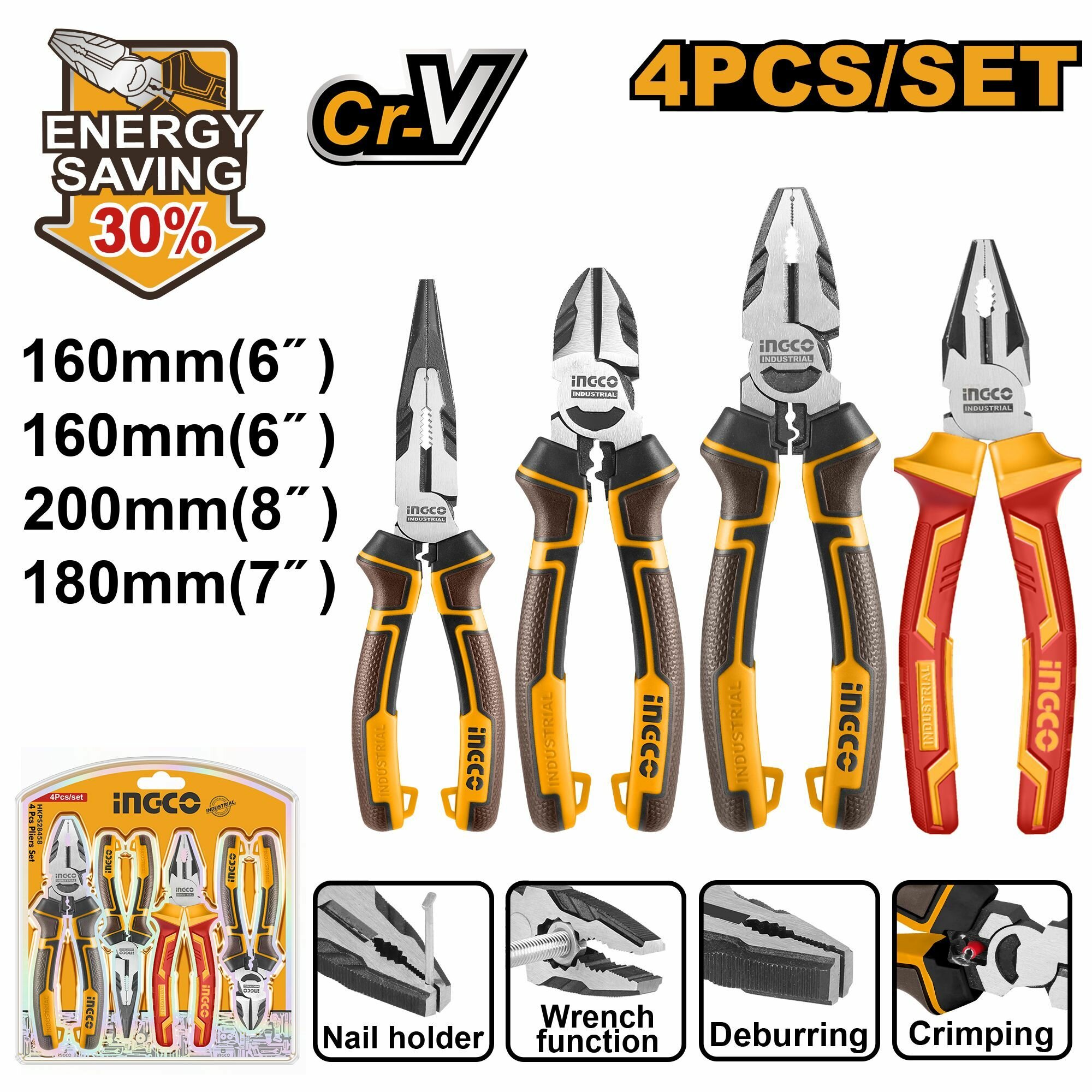 Набор шарнирно-губцевого инструмента INGCO HKPS28458