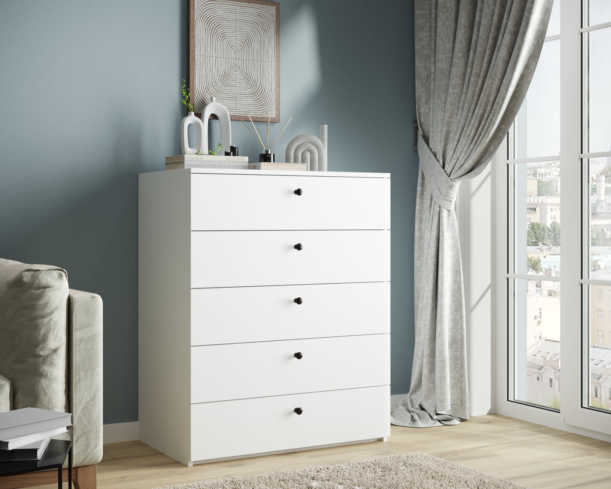 Комод для вещей с выдвижными ящиками Мебель на Руси "Софти 3" 80х100х50, белый / белый матовый, ЛДСП, МДФ