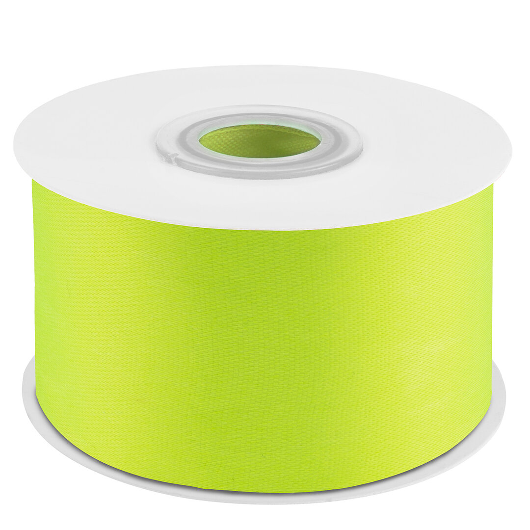 Лента атласная (3,8 см*22,85 м) Зеленый неон, 1 шт.