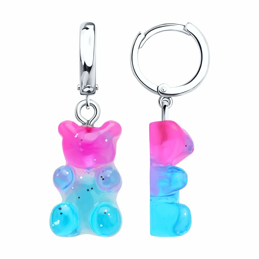 Серьги конго, серебро, 925 проба, родирование