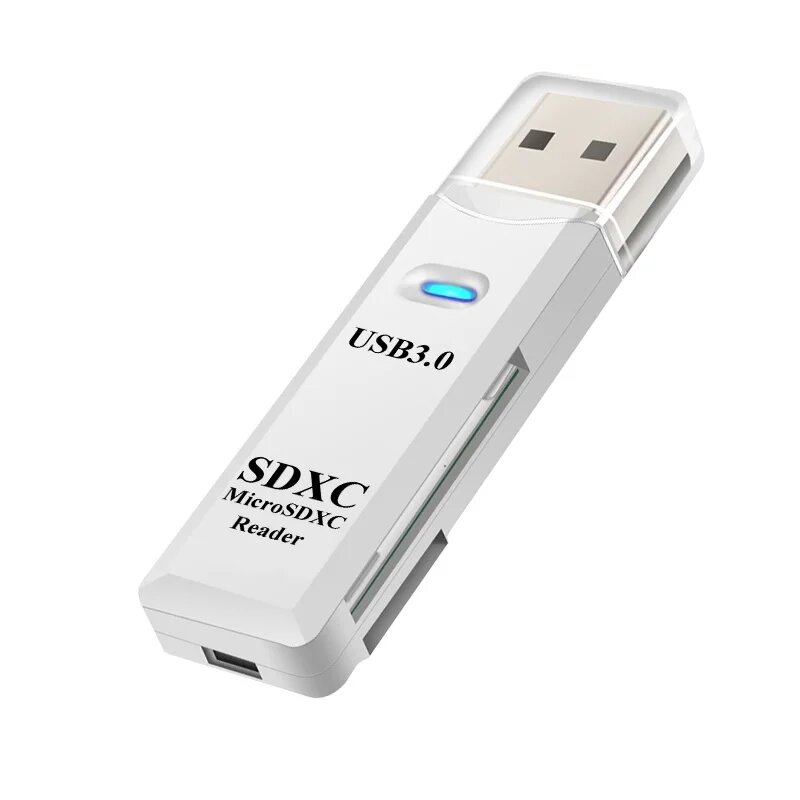 Кардридер 2 в 1 USB 3.0 white card reader