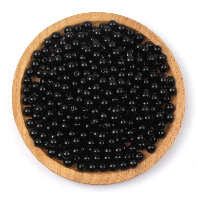 Черные акриловые бусины 3-20 мм, 1000 шт, YiiMall Черный, 6mm-300pcs, Black