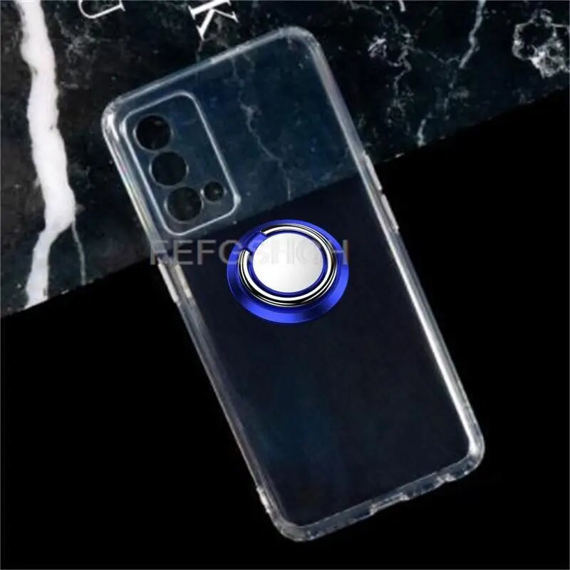 Чехол Realme GT Master Edition с кольцом, clear With B Blue