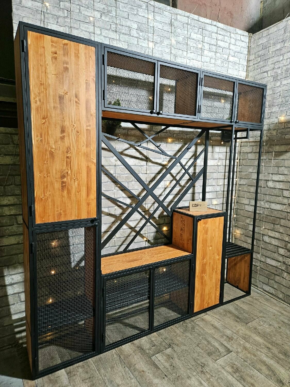 Гардеробная "EasyLOFT" в стиле лофт, вешалка, 230х35х205 см.