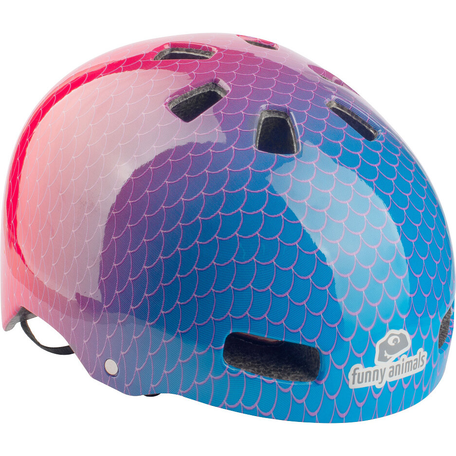 Защитный детский шлем для велосипеда/для роликов Funny Animals Scale Pink-Blue, размер 51-55 cм