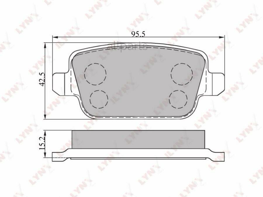 LYNXAUTO BD-3005 Колодки тормозные задние FORD Mondeo IV 07> / Kuga 08> / Galaxy 06> / S-Max 06> VOLVO S80/V70 06>