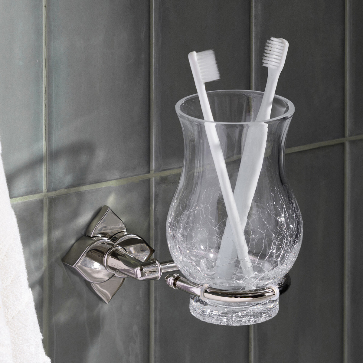 Стакан для зубных щеток Grande Moroshka цвет Прозрачный Никель