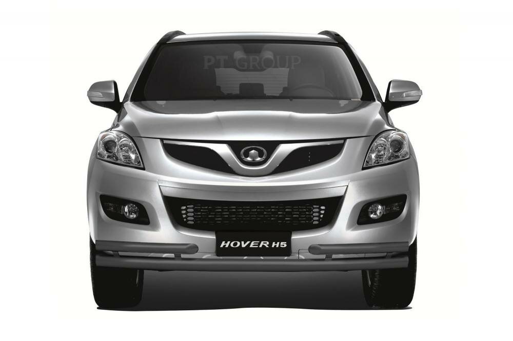 Защита переднего бампера двойная с углами Ø63/51мм шагрень (ППК) GREAT WALL Hover H5 2011-