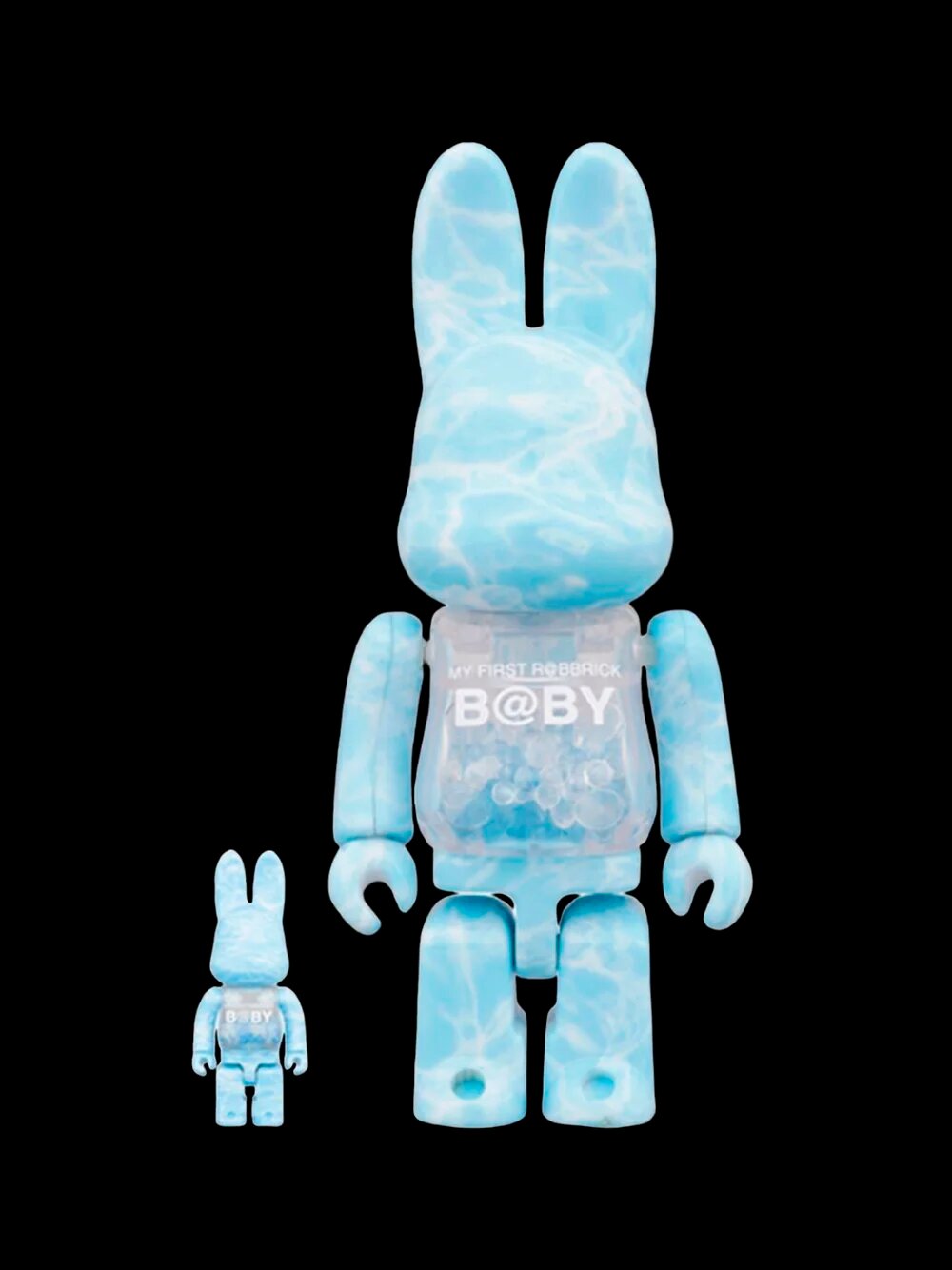 Коллекционная оригинальная фигура Bearbrick My First Baby Water Crest 400% 100% / 28 см высота / ABS пластик / Голубой