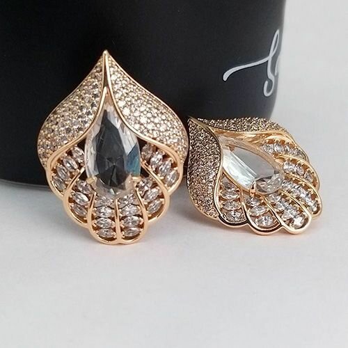 Серьги, фианит, искусственный камень