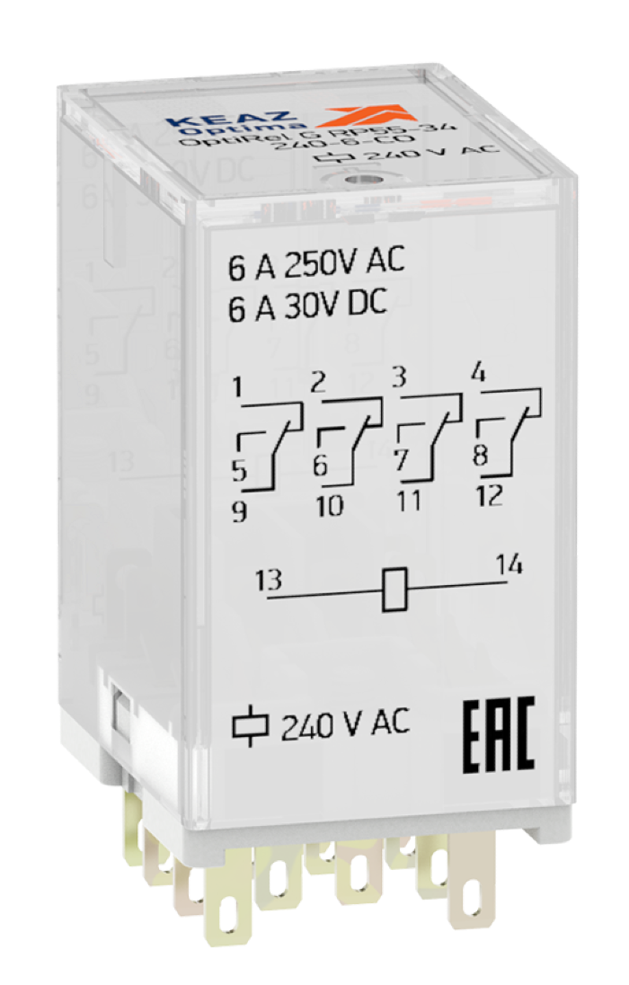 Реле промежуточное КЭАЗ OptiRel G RP55-34-240-6-CO-S/TIL, 281119 / электрика