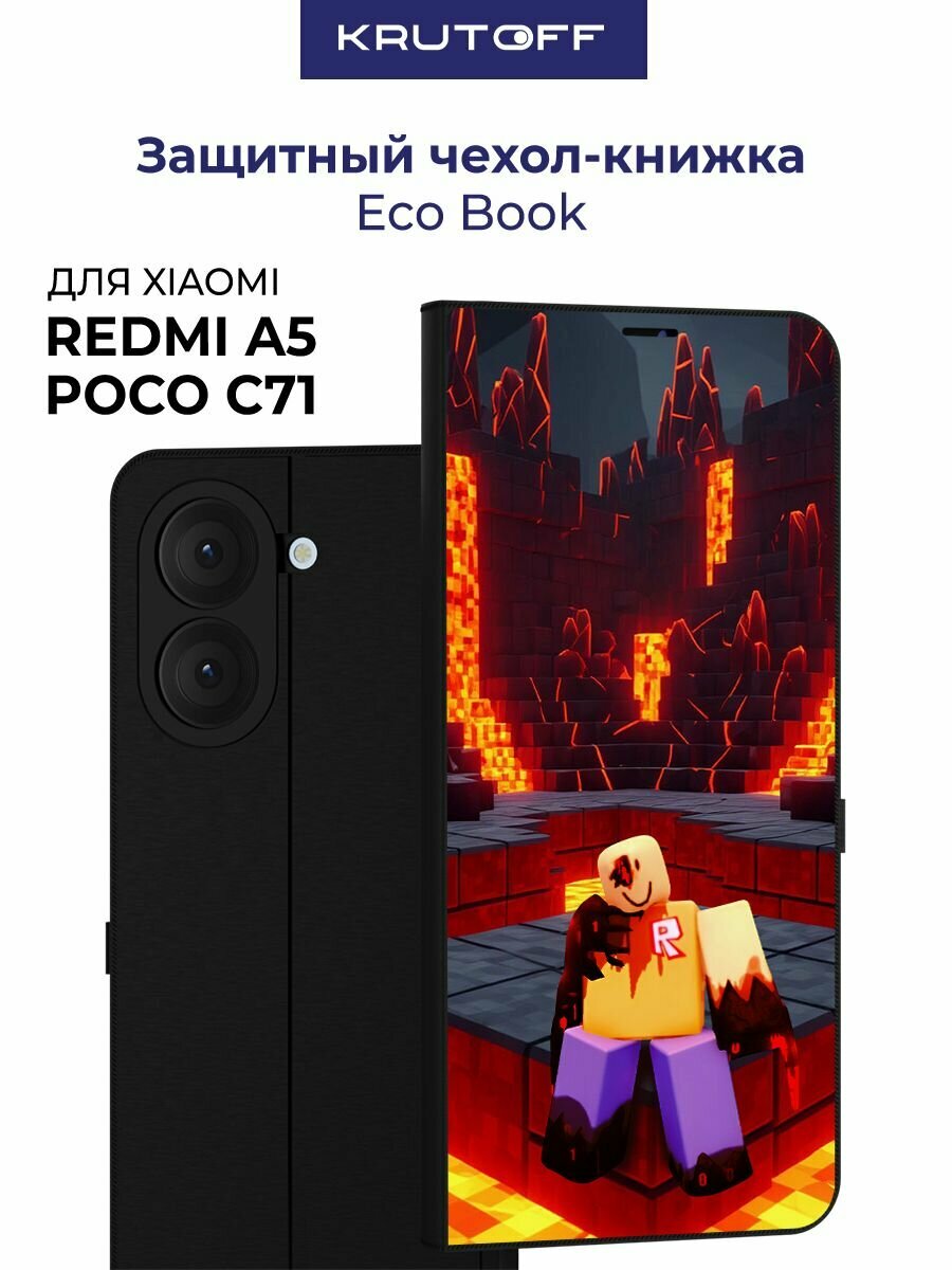 Чехол-книжка Krutoff Eco Book для Xiaomi Redmi A5 Roblox-Форсакен Джон Доу (Forsaken John Doe) (черный)