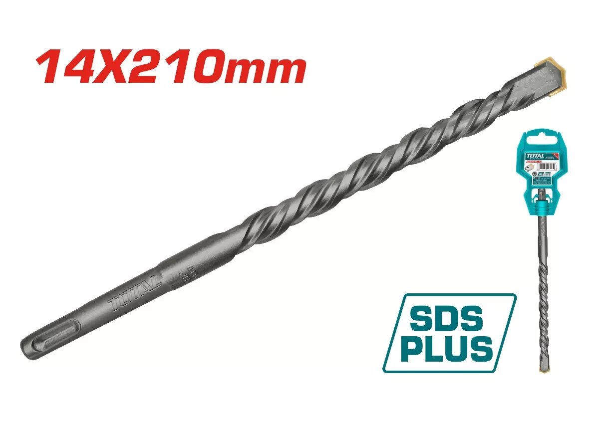 Бур по бетону, кирпичу, 14х210 мм, SDS- Plus TOTAL TAC311401
