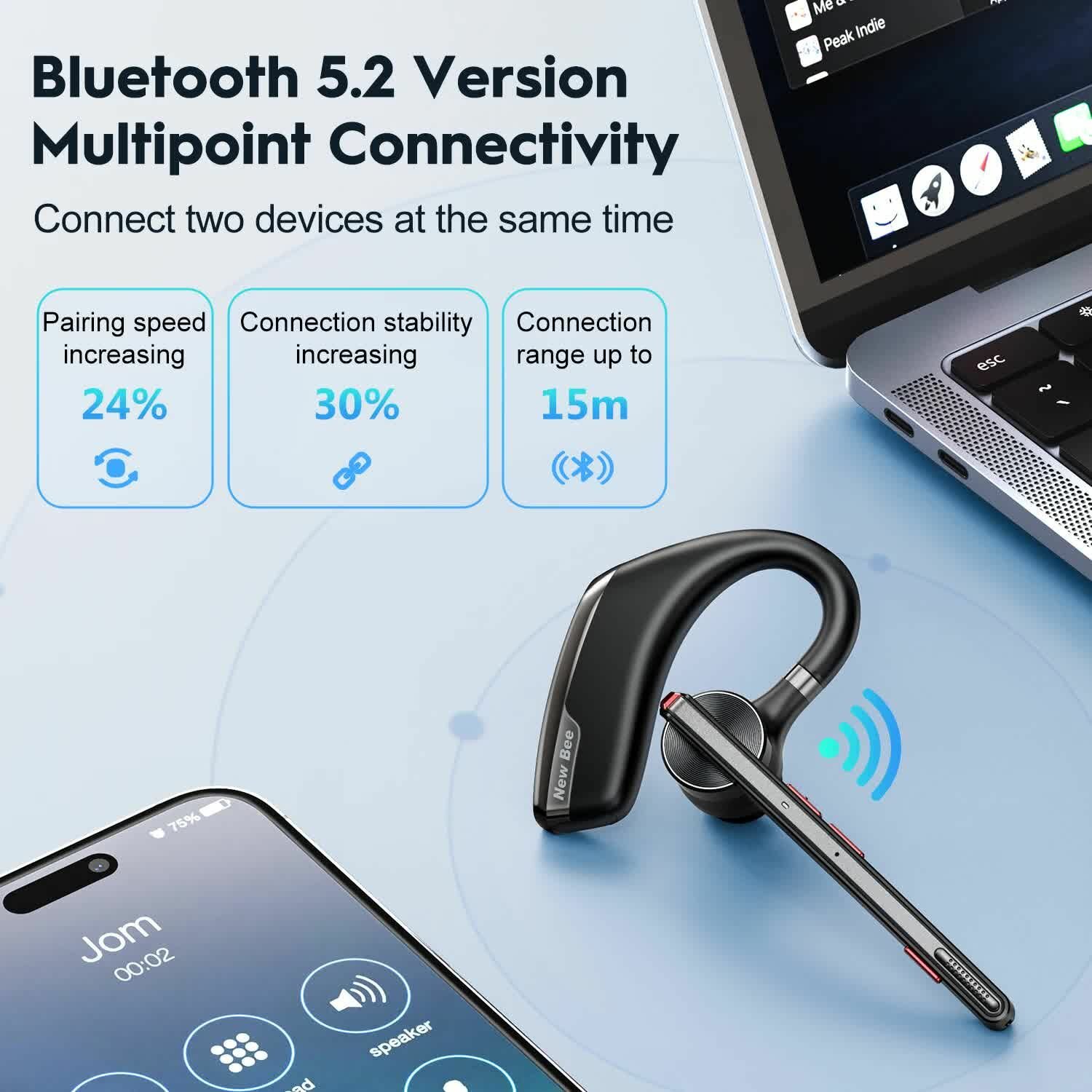 Bluetooth гарнитура New Bee M51 — фото 1