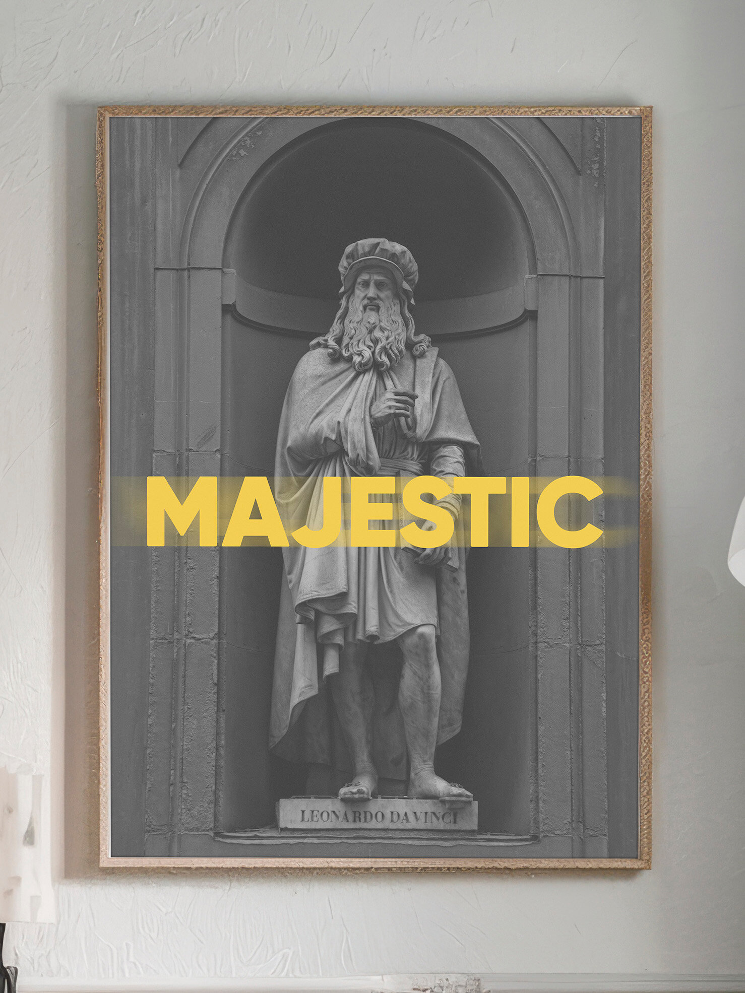 Постер плакат Леонардо ДаВинчи Majestic - 30х40, скульптуры и современное искусство с надписями для интерьера Casa Paterna