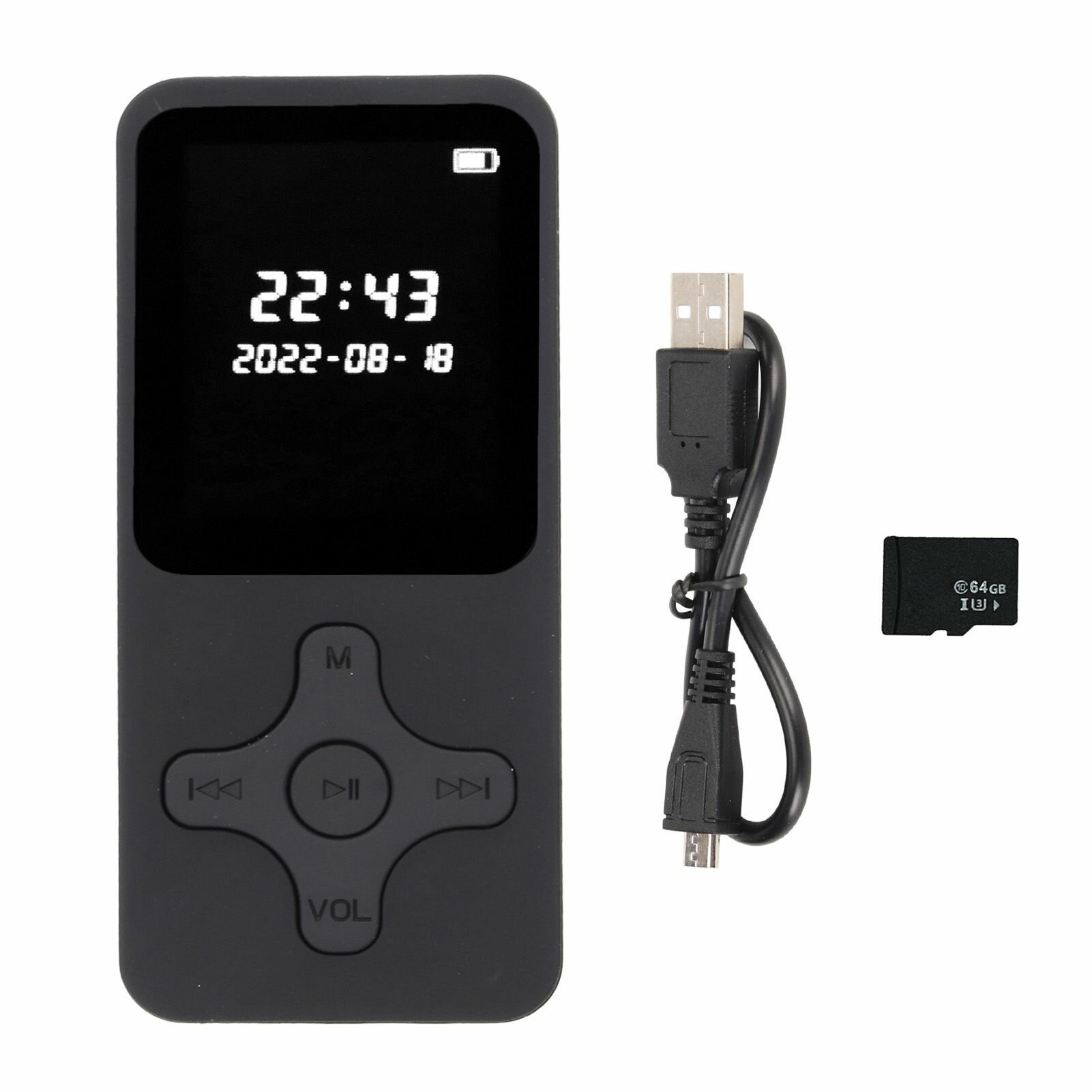 MP3-плеер Bluetooth 5.0, ультратонкий, экран 1.77", FM-радио, 64GB