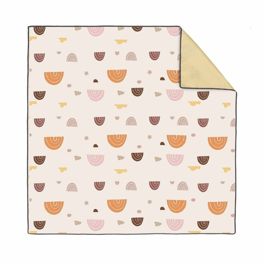 Многоразовый силиконовый коврик для защиты от пролитой еды для детского стульчика, игр и защиты пола, большой водонепроницаемый игровой коврик, Бежевая радуга