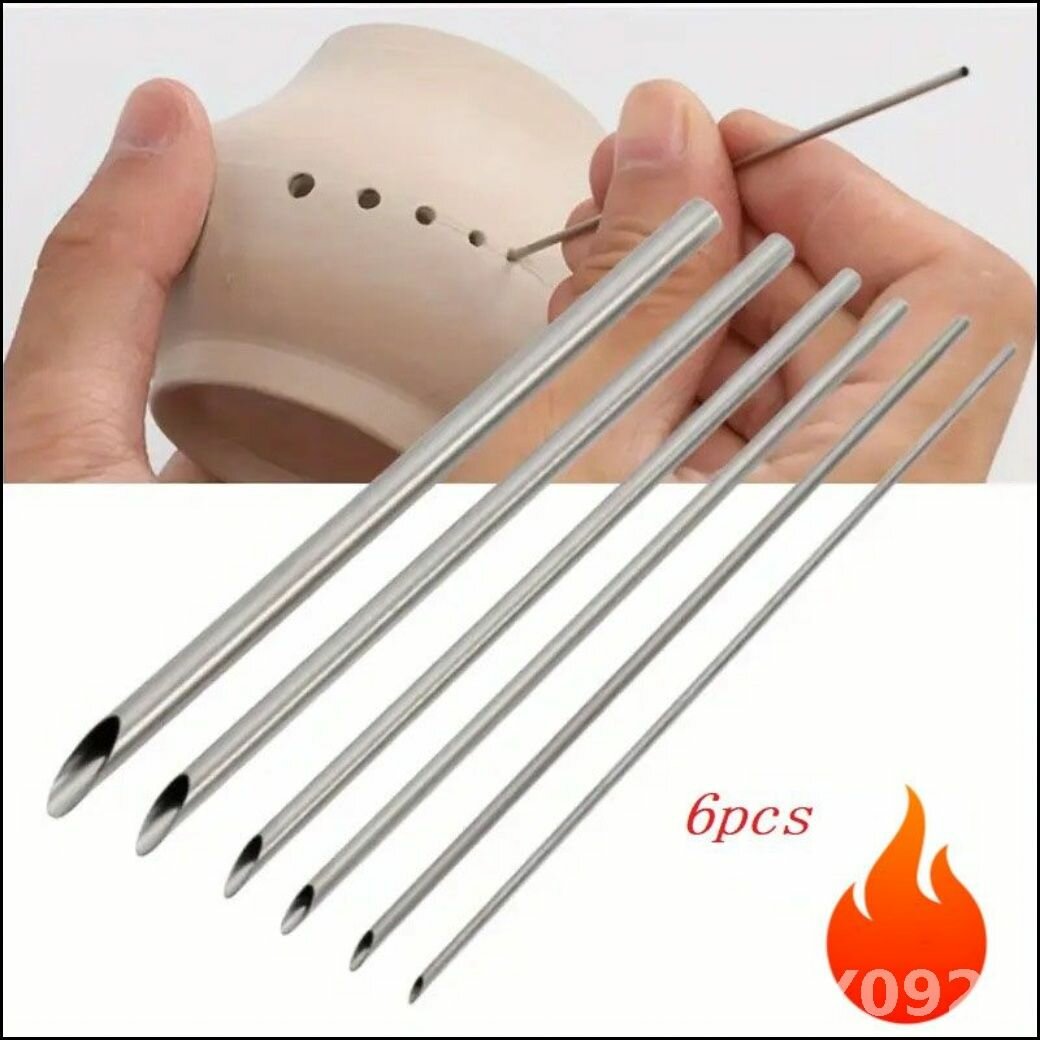 Набор из 6 предметов: круглые пробойники из нержавеющей стали для ручного проделывания отверстий в керамике, инструмент для DIY-керамики (чайники, чайная посуда).