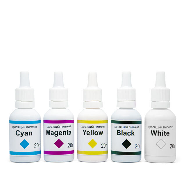 Пигменты для фотополимера SMOLA CMYK+W (5 шт x 20 гр)