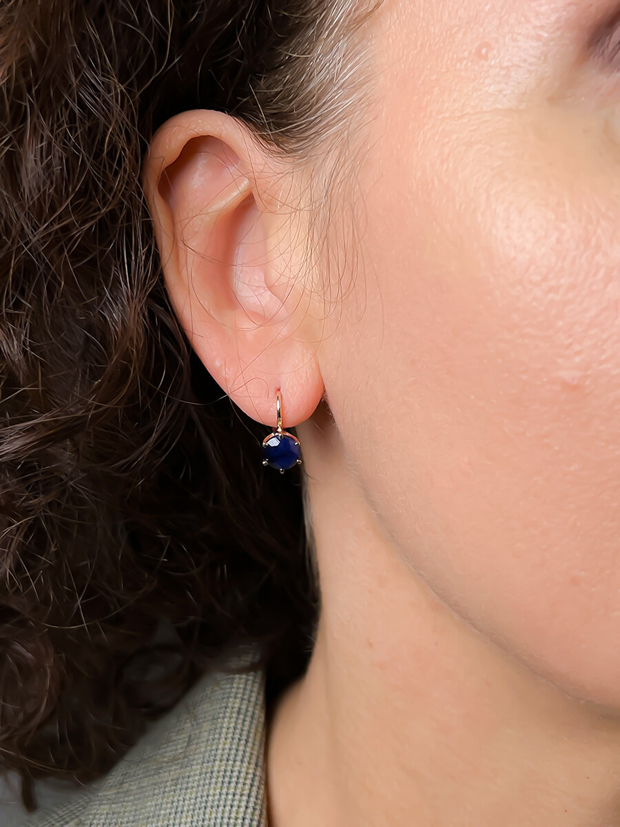Серьги, красное золото, 375 проба, сапфир