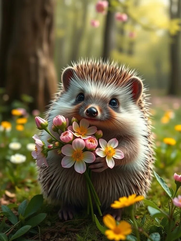 Алмазная Картина "ёжик" 40х50 См Алмазная Вышивка / Картина Стразами Подарков