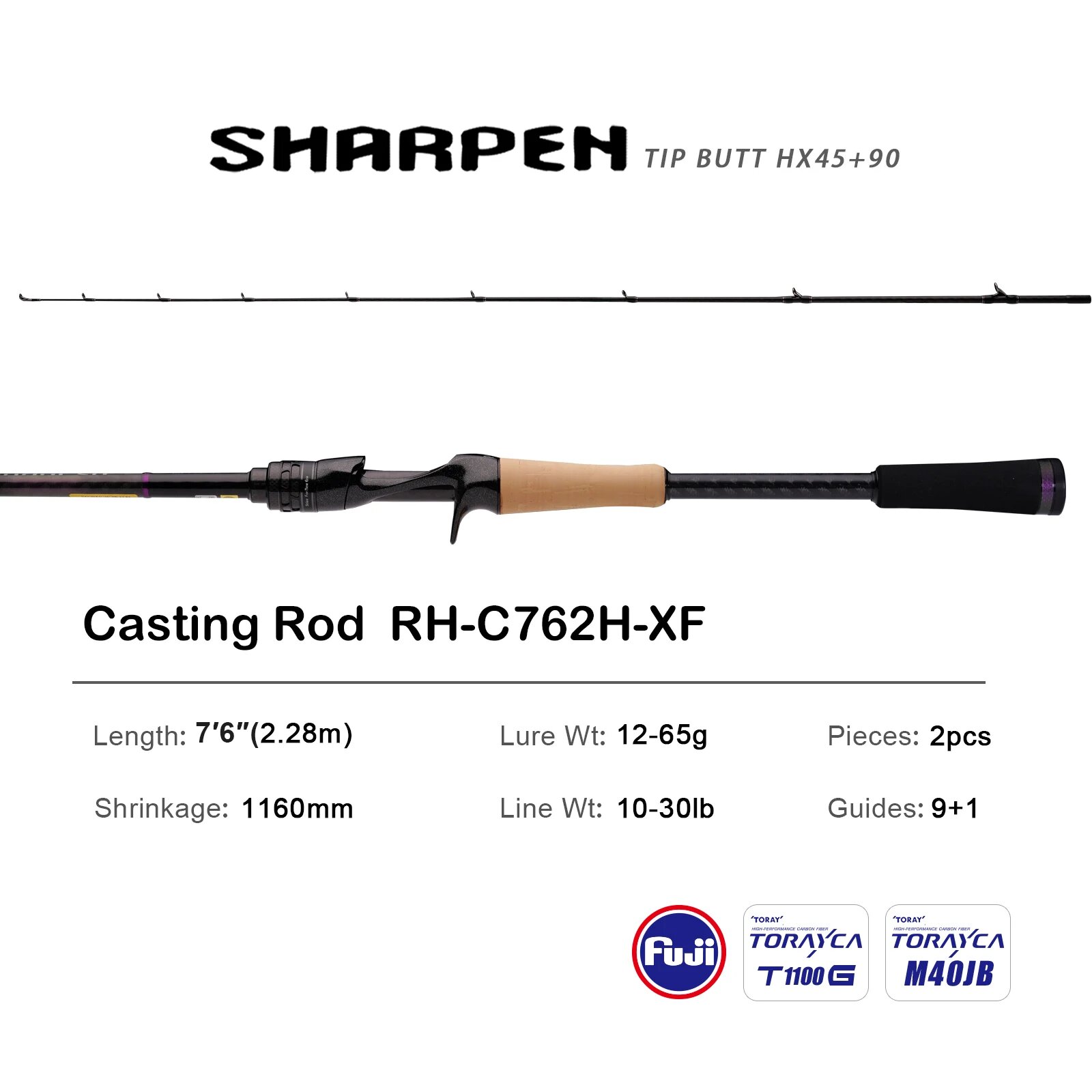 Удилище SHARPEN RH-C762H-XF 7'6" для кастинга