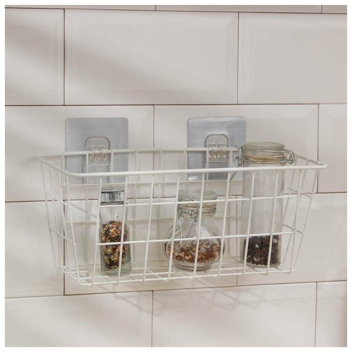 Корзина на липучках Доляна, 28.5×12×11.5 см, белая