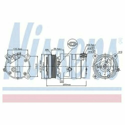Компрессор кондиционера Nissens 89058 для Opel Astra, Calibra, Campo, Vectra