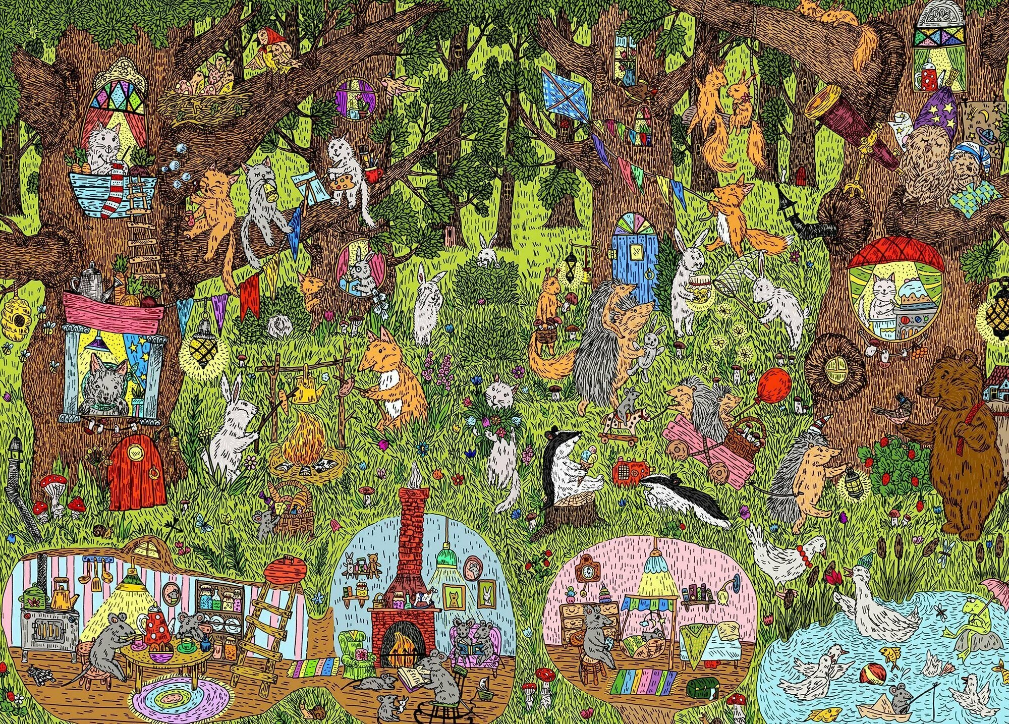 Постер для интерьера в детскую комнату "Лес Чудес. Лето". Плакат в детскую комнату