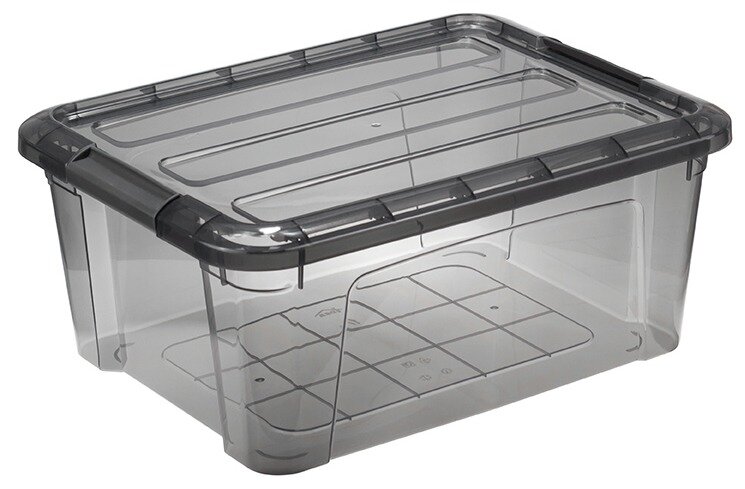 Ящик для хранения Idea / Идея с замками КИП, из полипропилена, прозрачный, черный, 37.5x28.5x16см, 11л / органайзер для вещей