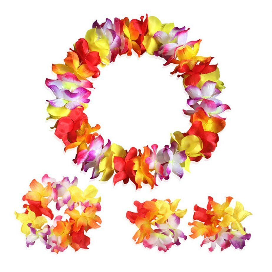 Гавайский набор МаскаПати "Ирис" яркая (лея, венок, 2 браслета), гавайская вечеринка