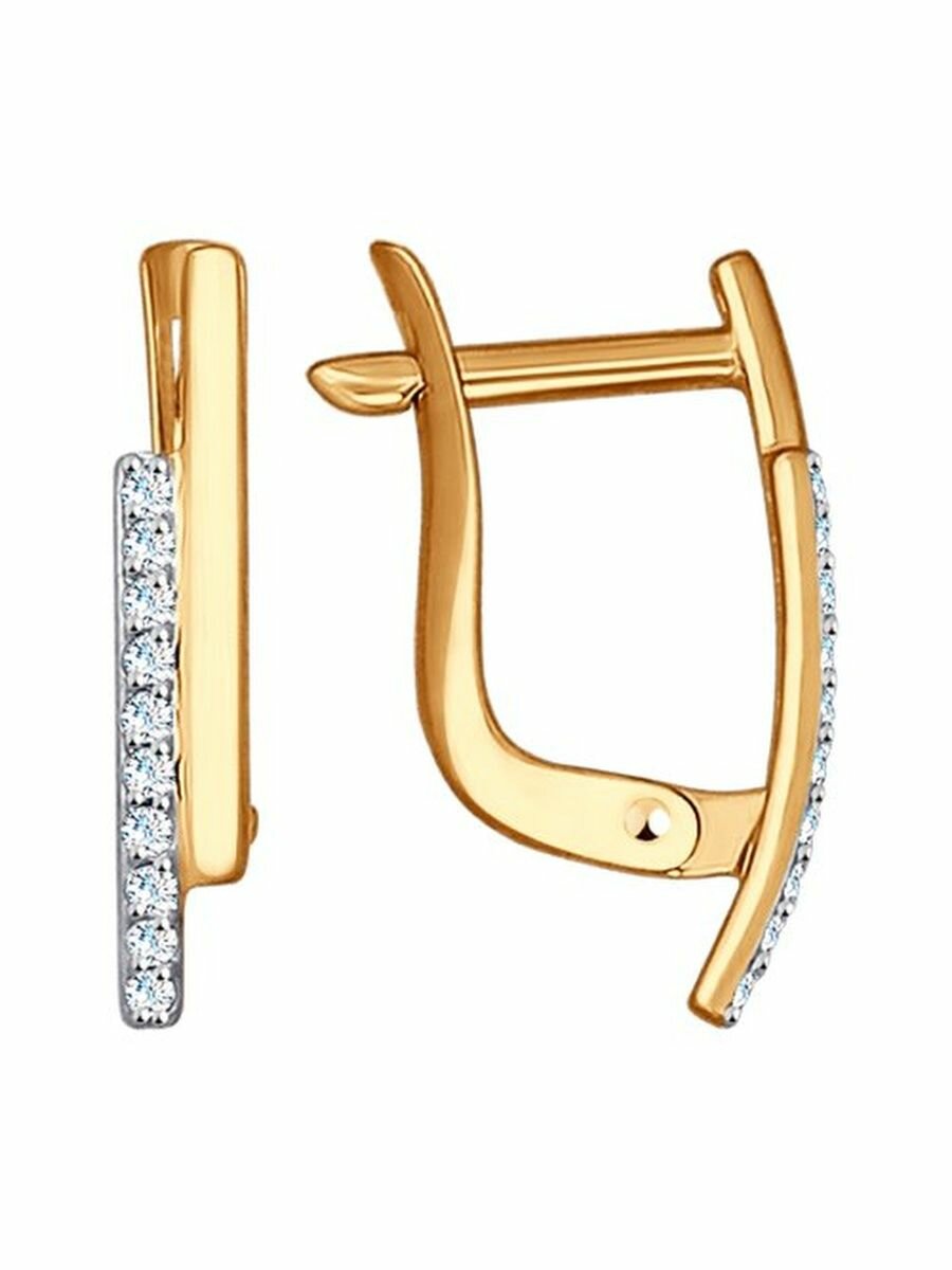 Серьги, красное золото, 375 проба, фианит